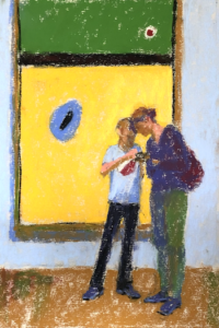 A Painting of Mother and Son with Miró (Gallery Goers Series)